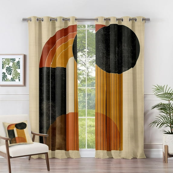 Boho Arch-shaped Pattern Out Curtains, Mid Century Mordern Geometric ...