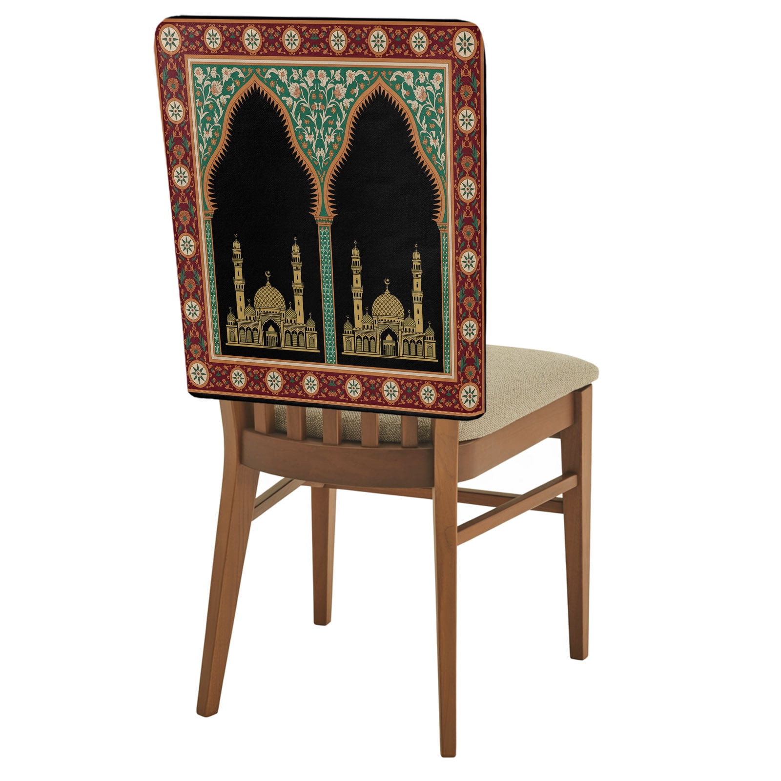 Boho Architecture Chair Back Covers Set of 4 Folk Twin Arches Black Sky ...