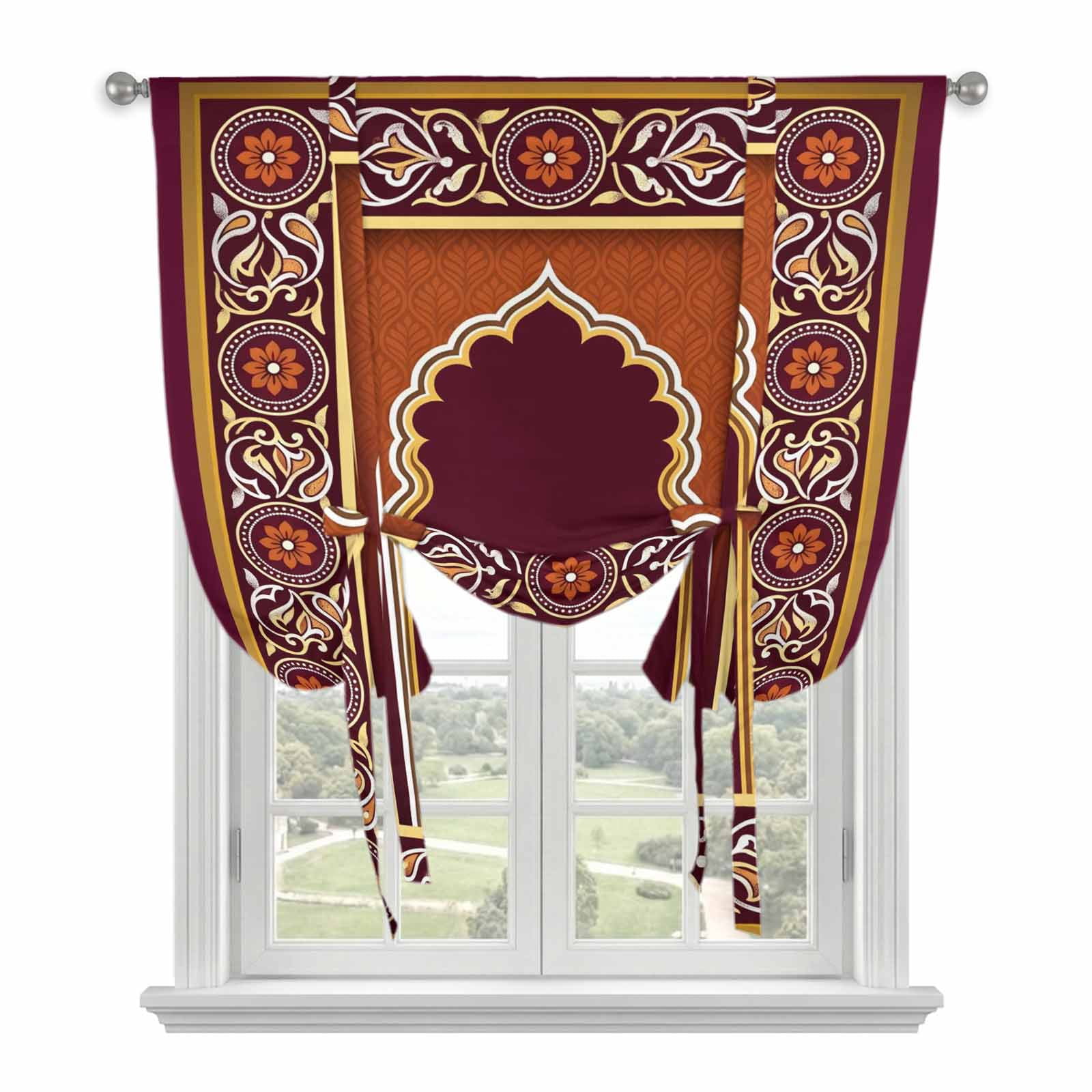 Boho Archway Tie Up Curtains for Window, Thermal Insulated Balloon ...