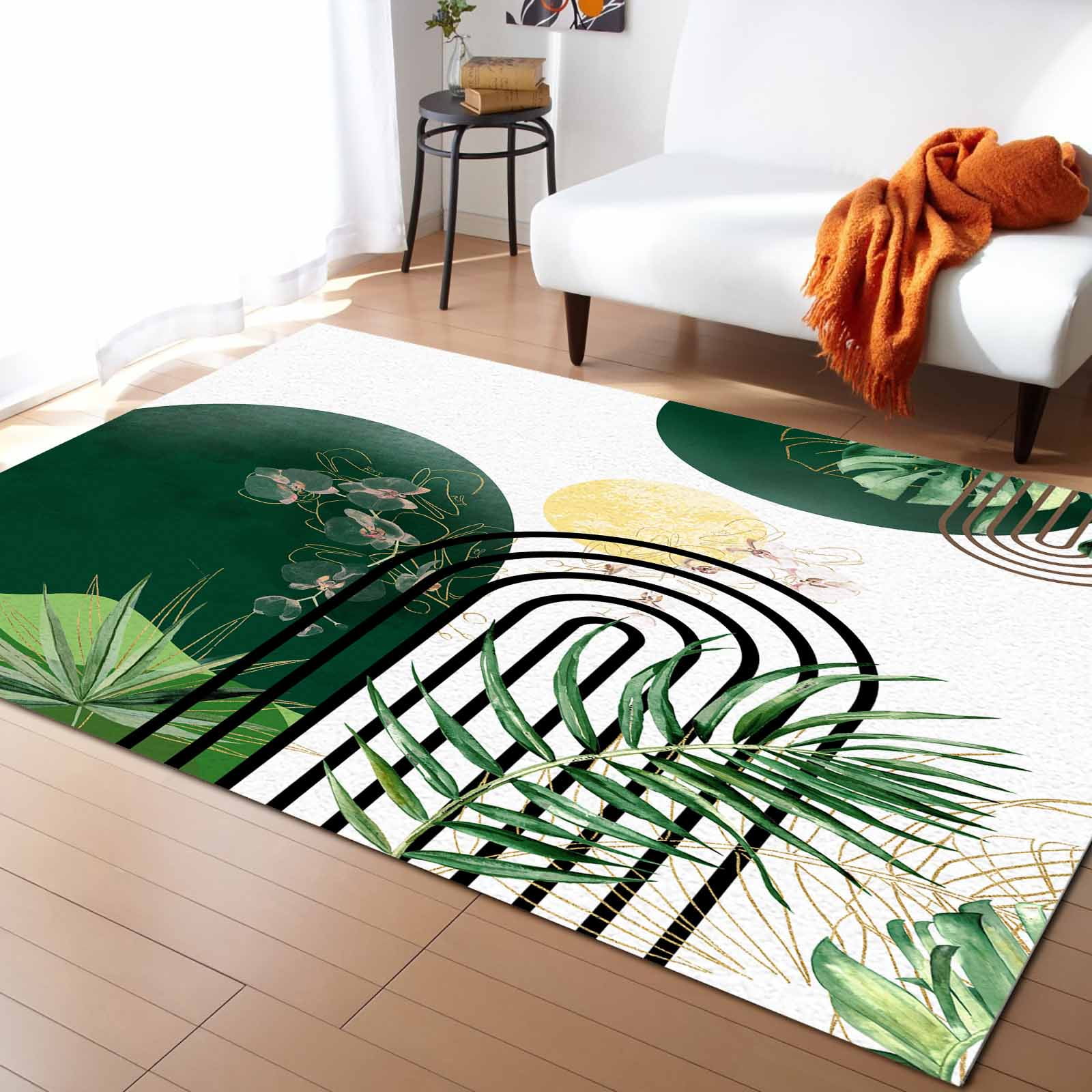 Boho Area Rug 2'x3' Geometric Abstract Bohemian Plants Flowers Washable ...