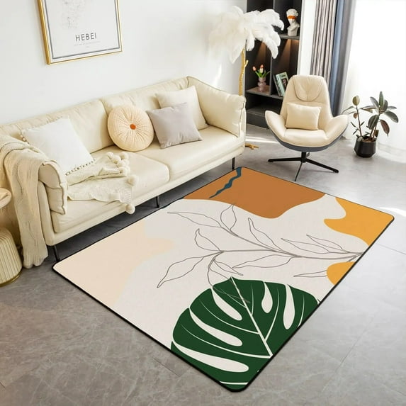 Boho Area Rug for Bedroom Living Room r Mid Century Abstract Leaf Boho ...