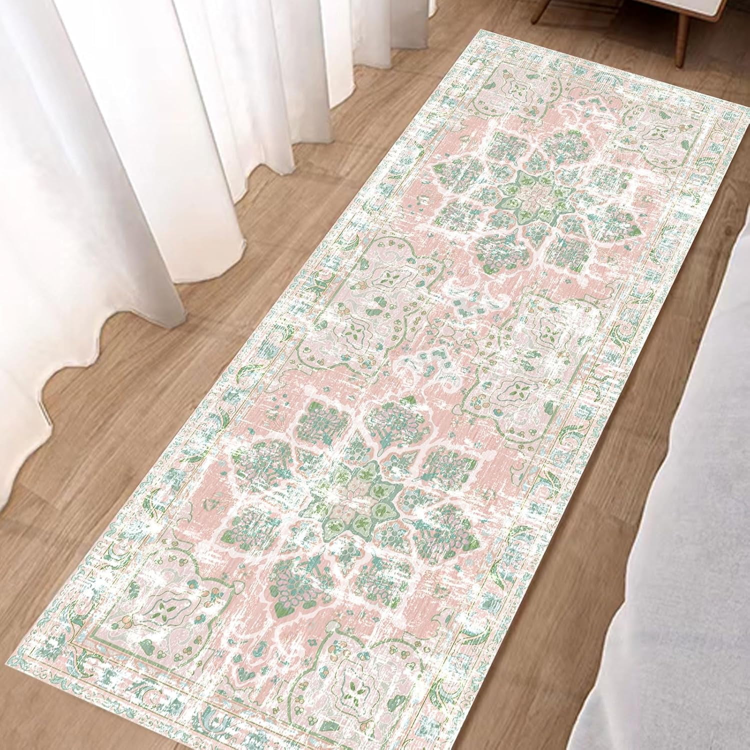 Boho Area Rugs Vintage Washable Neutral Modern Small Carpet Dusty Pink ...