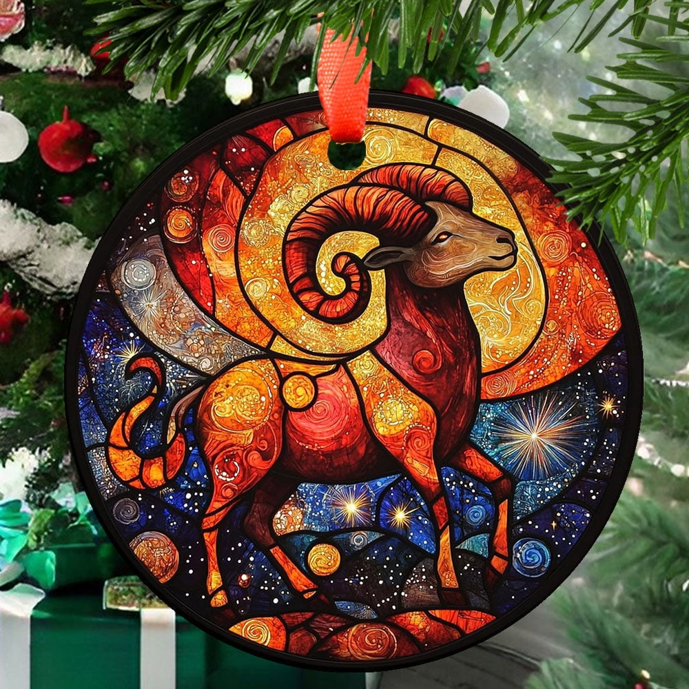 Boho Aries The Ram Ornament Window Hanging Suncatcher, Suncatcher ...