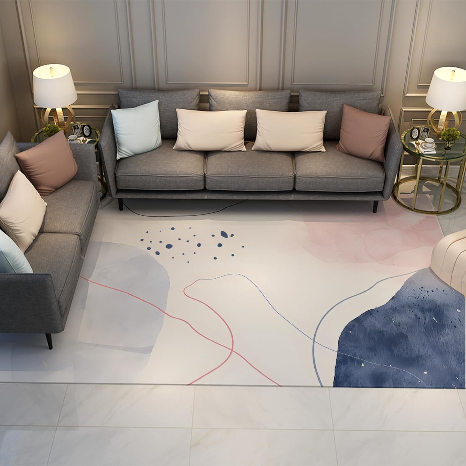 Boho Art Area Rug Washable Rugs For Living Room Minimalist Abstract Non ...