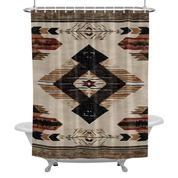 Boho Art Shower Curtain, Rustic Tribal Arrows Native Brown Waterproof ...