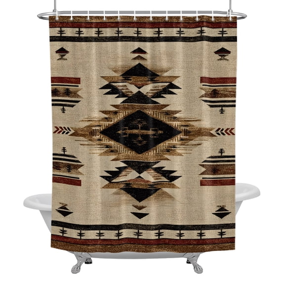 Boho Art Shower Curtain, Rustic Tribal Arrows Native Cream Waterproof ...