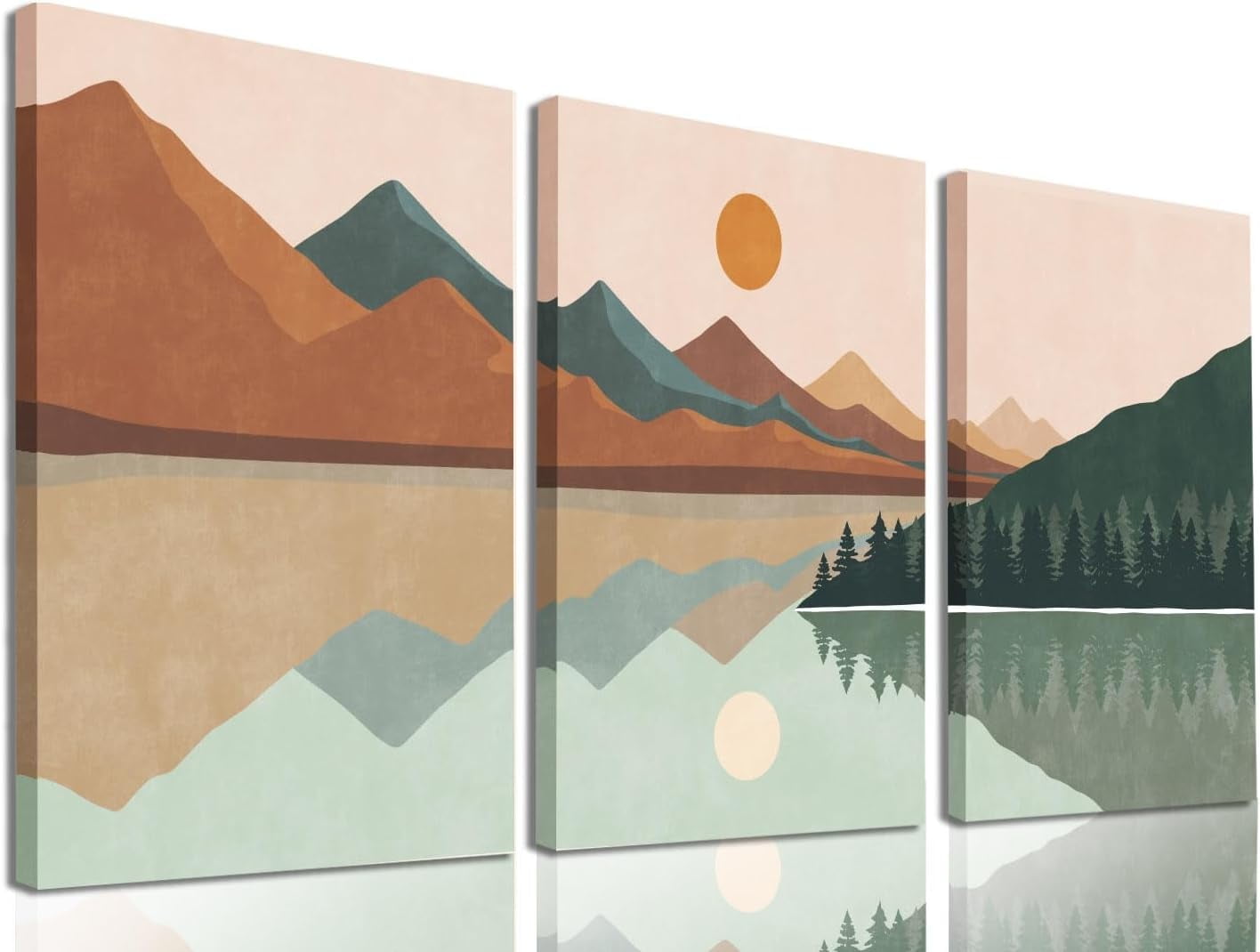 Boho Art Wall Decor, Boho Large Canvas Wall Art Abstract Sun Mountain ...