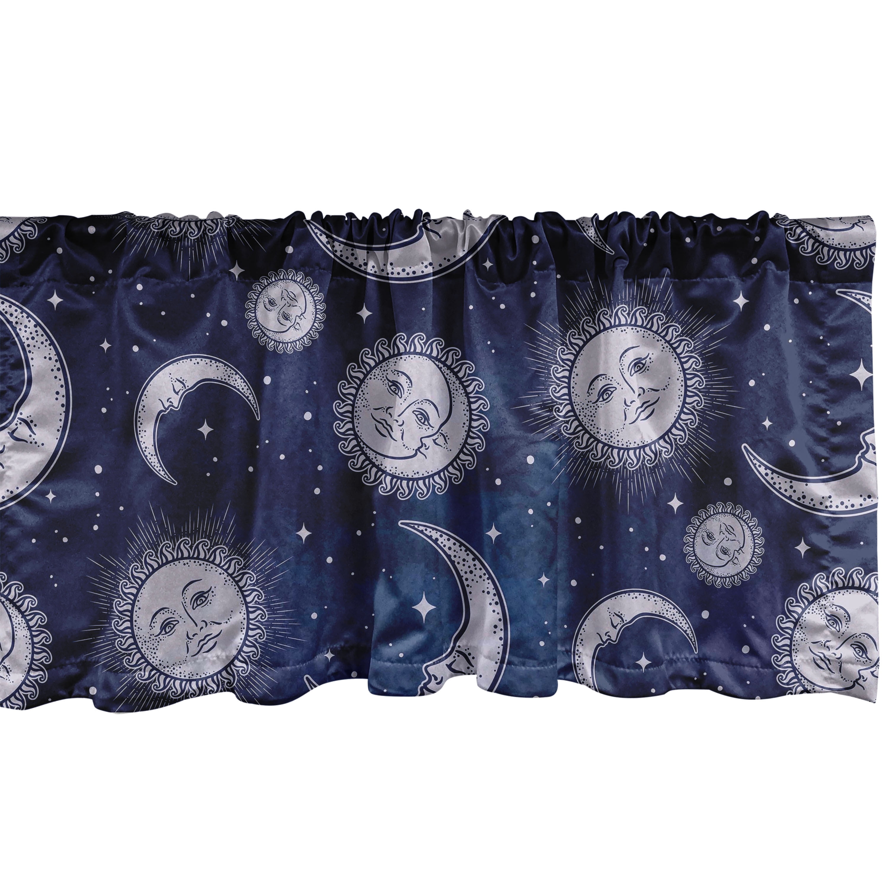 Boho Art Window Valance, Astrology Inspired Sun and Moon Outer Space ...