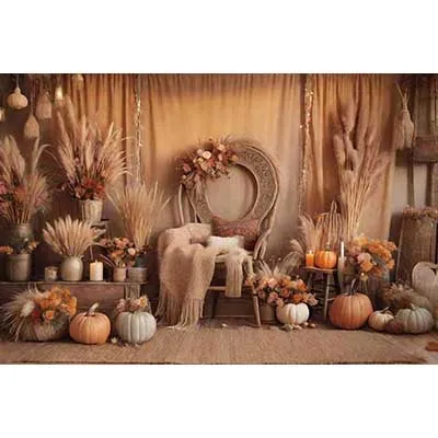 Boho Autumn Background Photography Farm Bohemia Thathch Photoz Backdrop ...