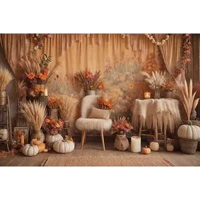 Boho Autumn Background Photography Farm Bohemia Thathch Photoz Backdrop ...