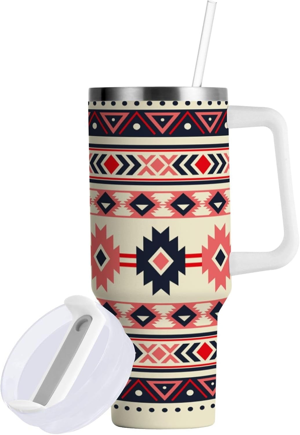 Boho Aztec 40 oz Tumbler with Handle, Stainless Steel Vacuum Insulated ...