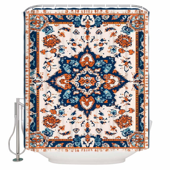 Boho Aztec Bathroom Shower Curtains with 12 Hooks Polyester Waterproof ...
