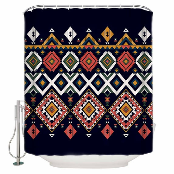 Boho Aztec Bathroom Shower Curtains with 12 Hooks Polyester Waterproof ...