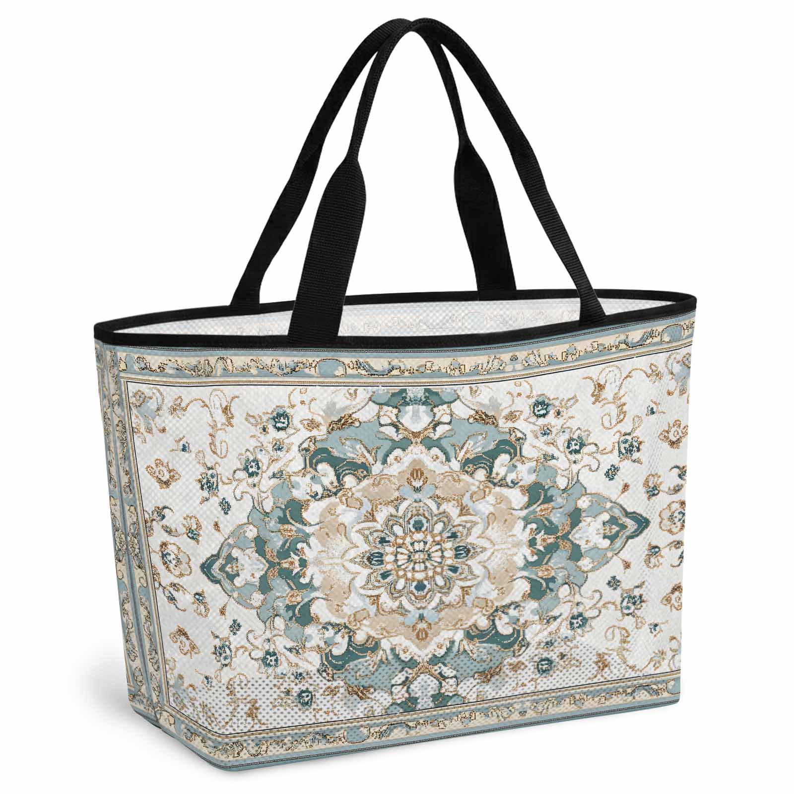 Boho Aztec Beach Bag for Women, Large Breathable Mesh Beach Tote Bag ...