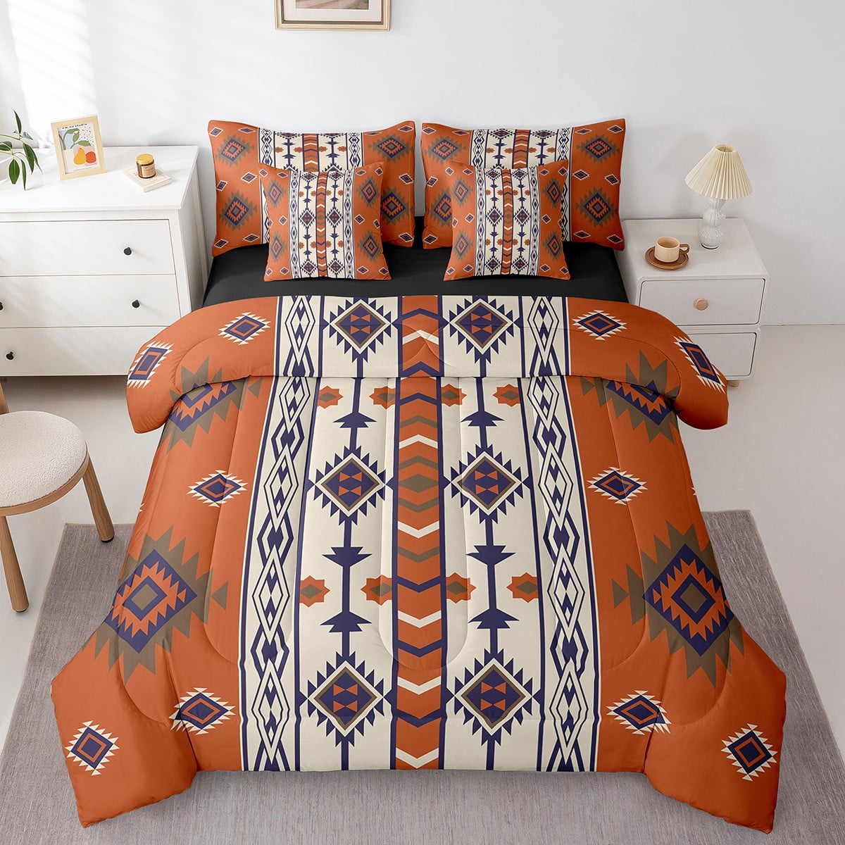 Boho Aztec Bed In A Bag 7 Piece Western Bohemian Queen Comforter Set ...