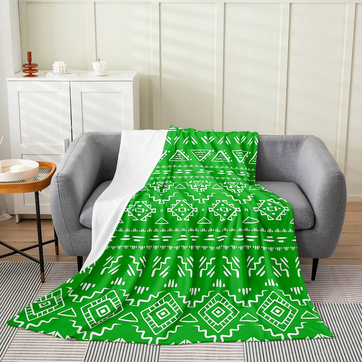 Boho Aztec Blanket Queen Inch Southwestern Fleece Blanket Exotic Tribal ...