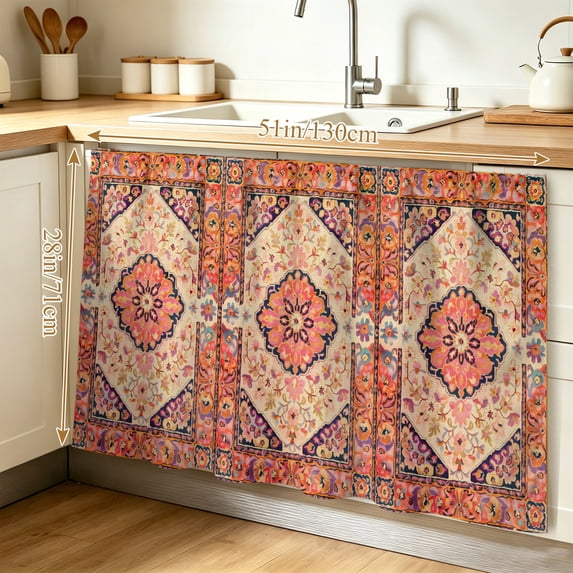 Boho Aztec Cabinet Curtain 28"W x 51"L, Retro Southwest Farmhouse ...