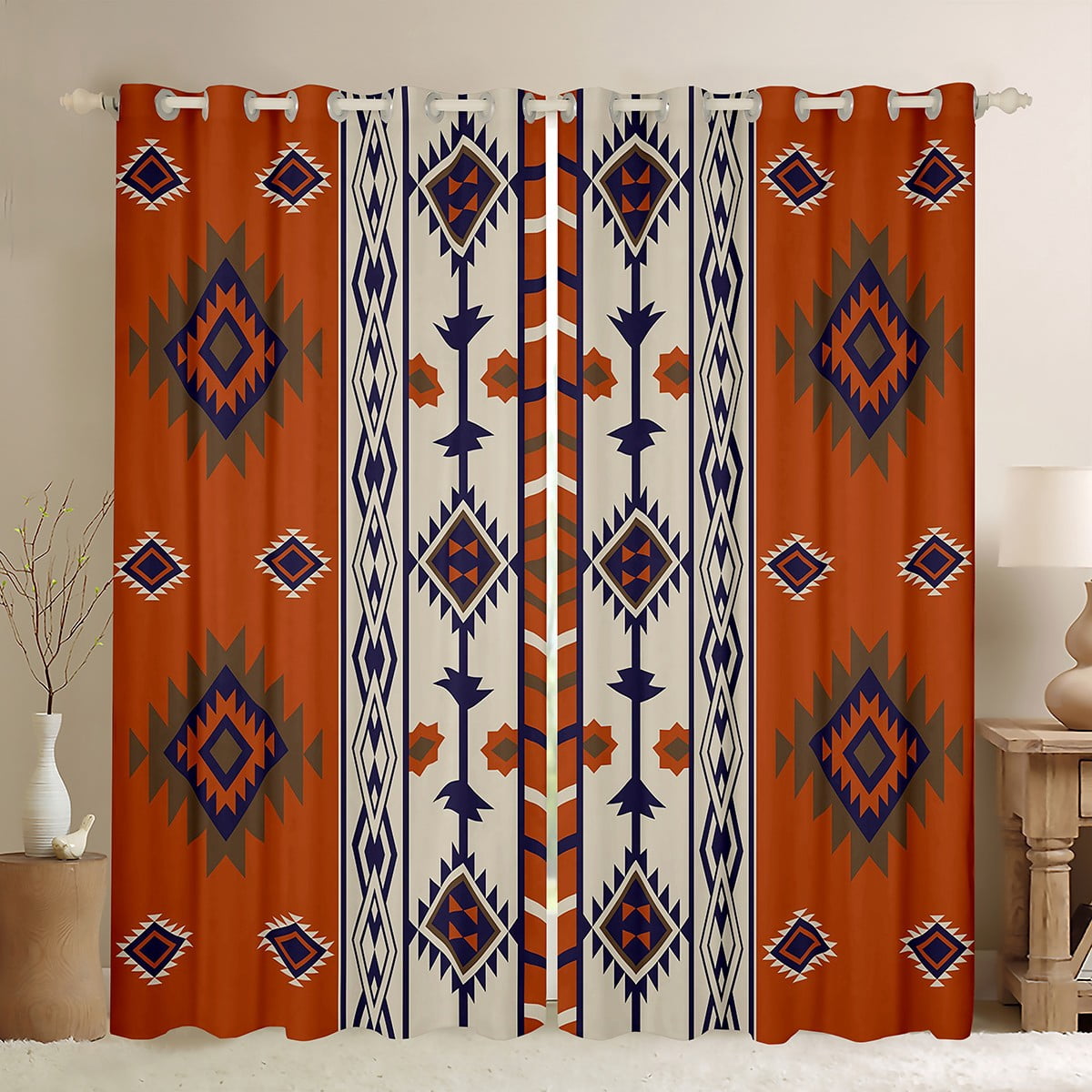 Boho Aztec Curtains & Drapes 38"Wx45"L,Western Bohemian 30%-50% ...