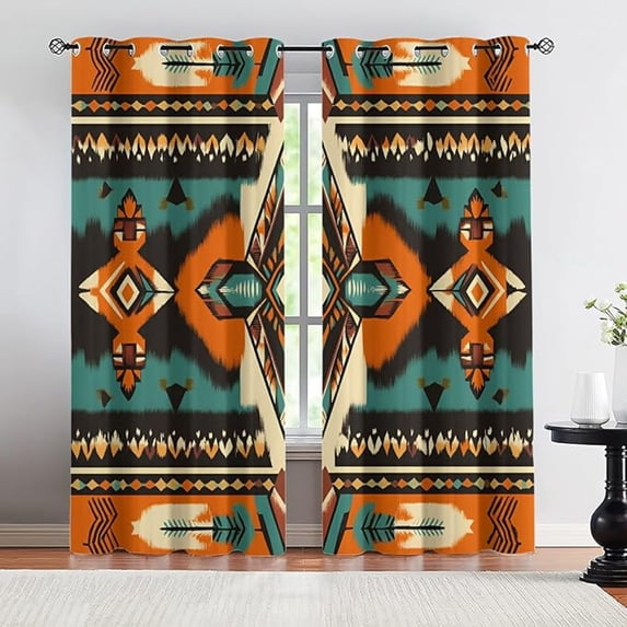 Boho Aztec Curtains for Bedroom Living Room, Southwest Tribe Window ...