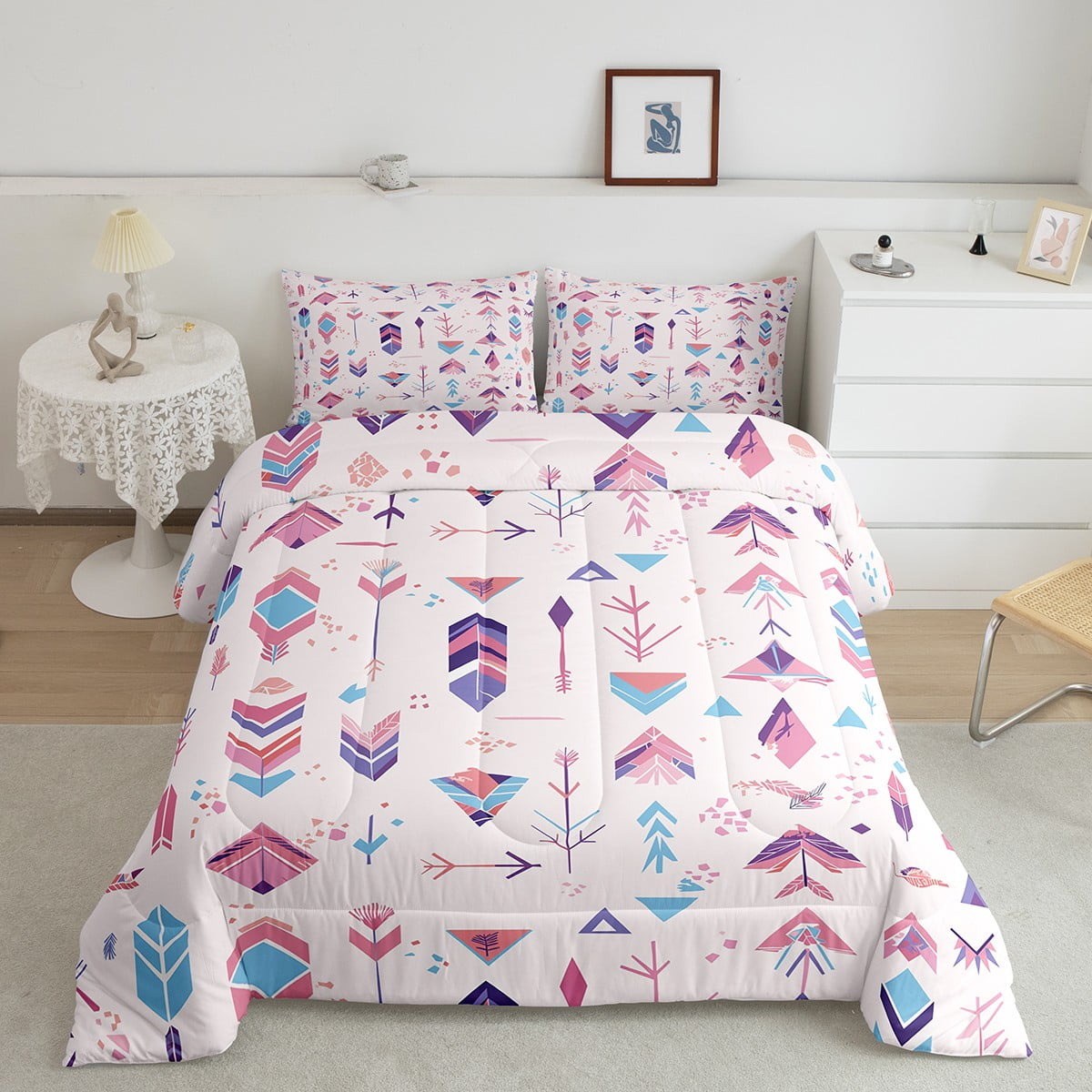 Boho Aztec Geometric Comforter Set King Size,Southwest Exotic Tribal ...