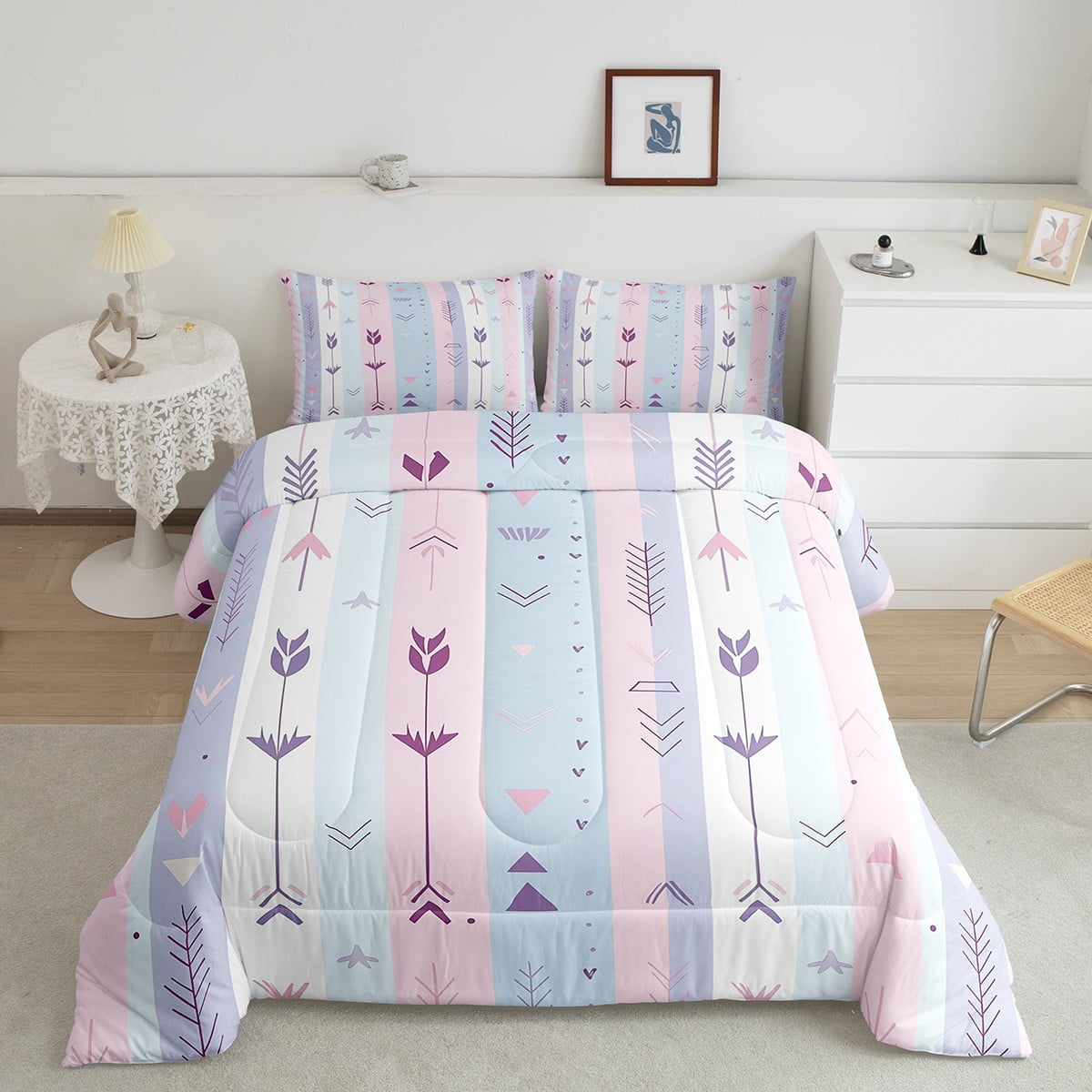 Boho Aztec Geometric Queen Bedding Set,Southwest Bohemian Comforter Set ...