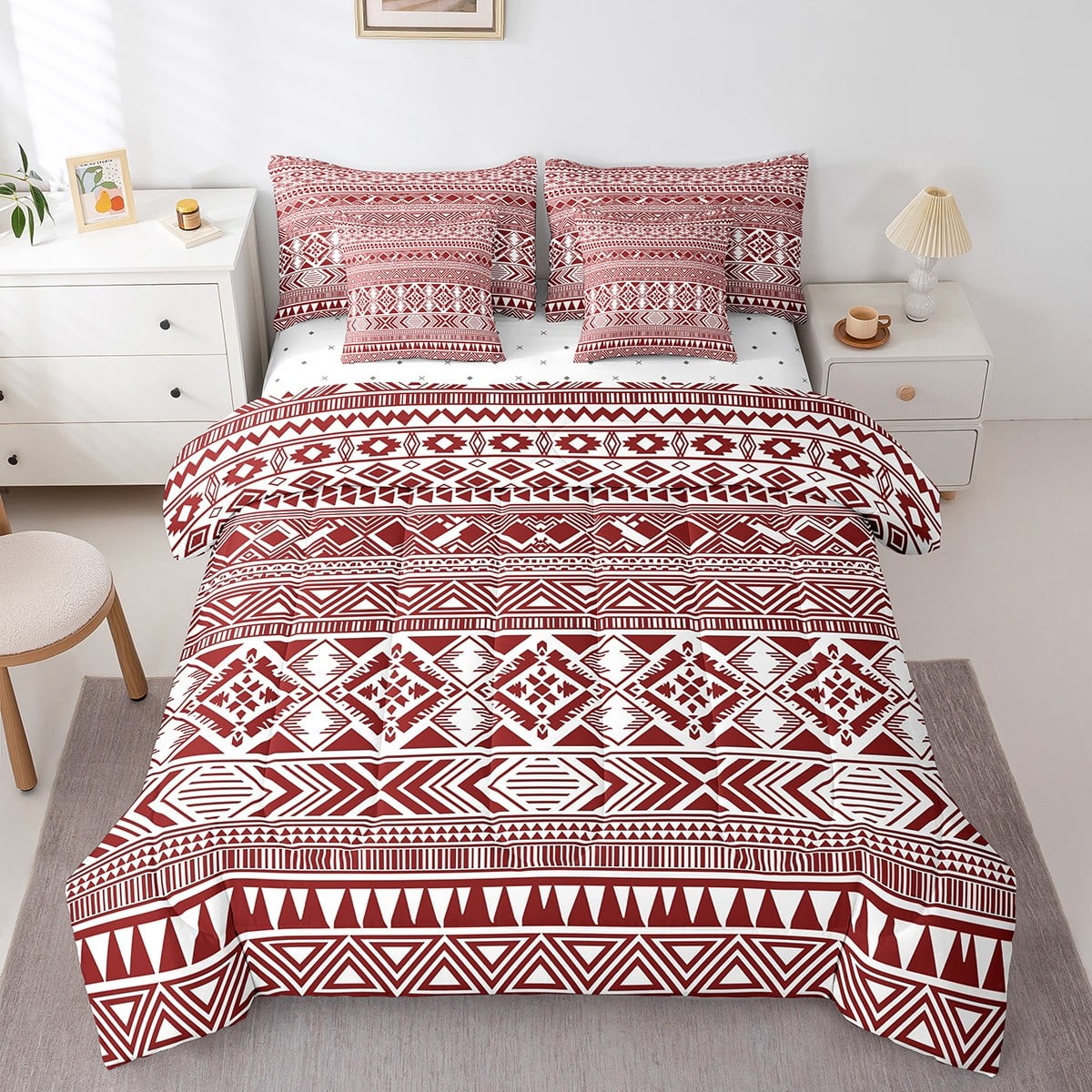 Boho Aztec King Comforter Set 7 Piece,Southwestern Bed In A Bag With ...