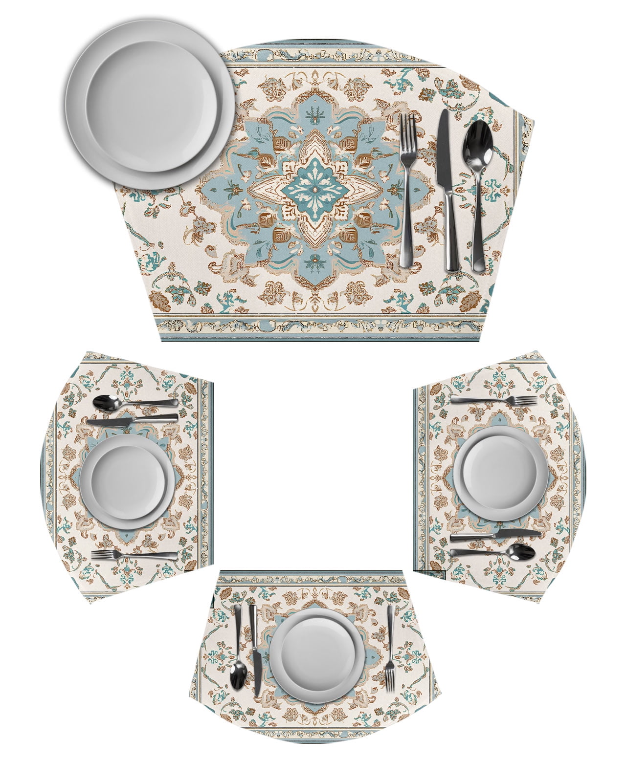 Boho Aztec Round Table Placemats Set of 2 Wedge Placemats, Ethnic ...