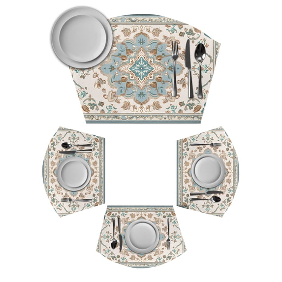 Boho Aztec Round Table Placemats Set of 2 Wedge Placemats, Ethnic ...