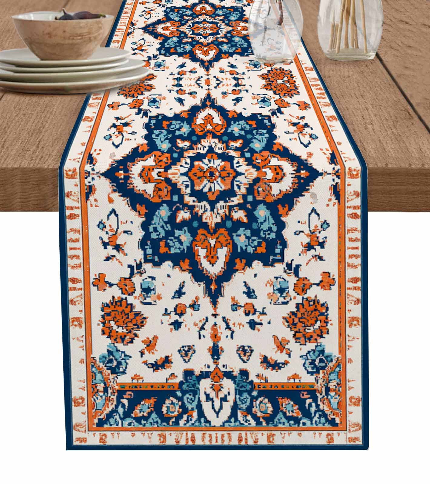 Boho Aztec Table Runner 108 Inches, Ethnic Southwest Bohemia Abstract ...
