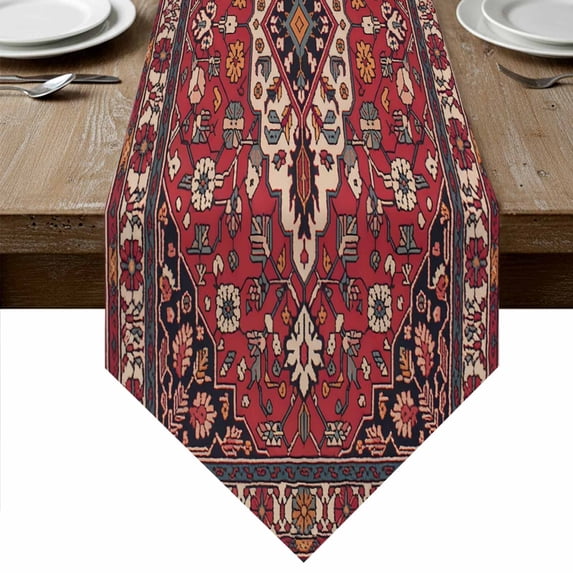Boho Aztec Table Runner Linen Burlap Table Runner 72 Inches Long ...