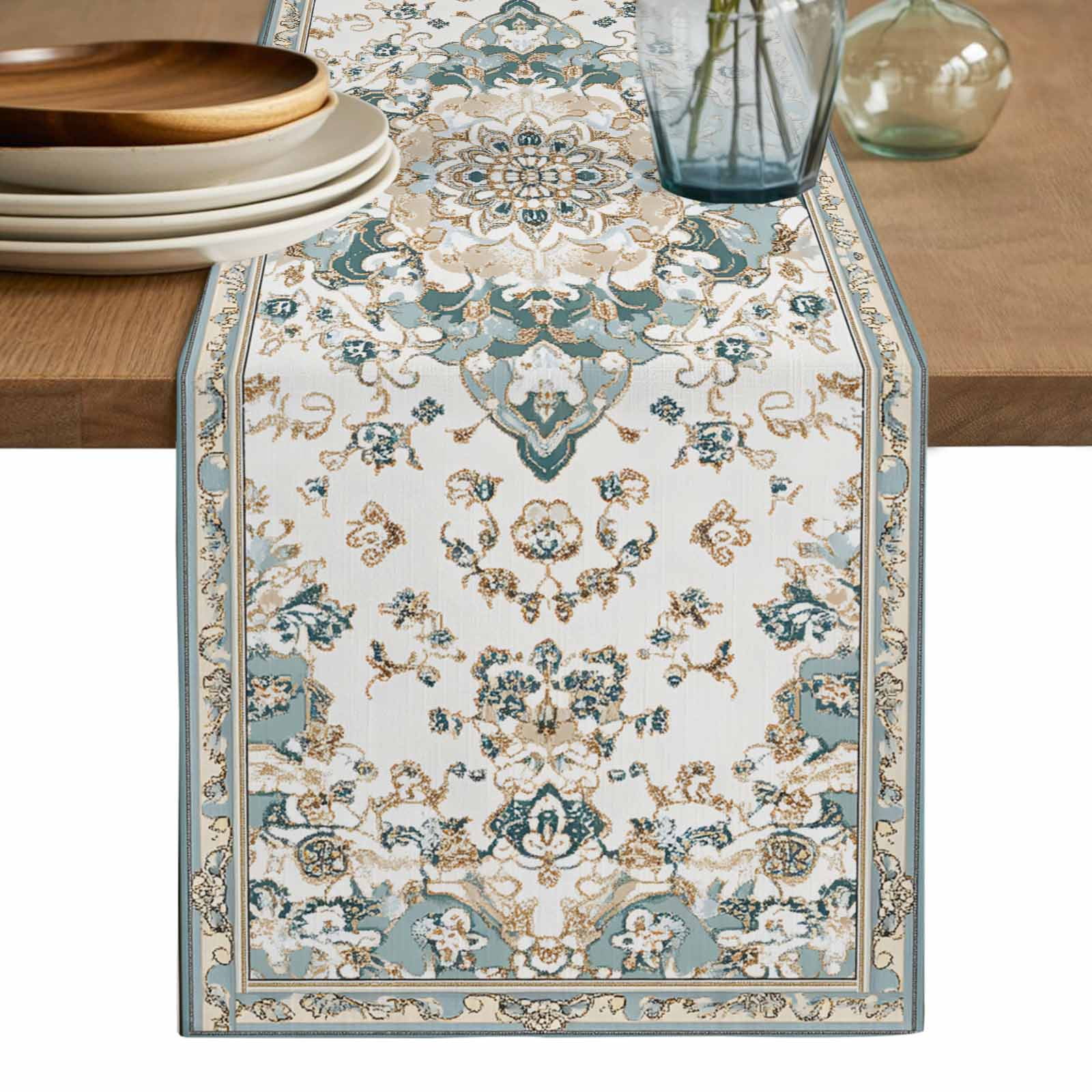 Boho Aztec Table Runner, Tribal Southwest Ethnic Abstract Pattern ...