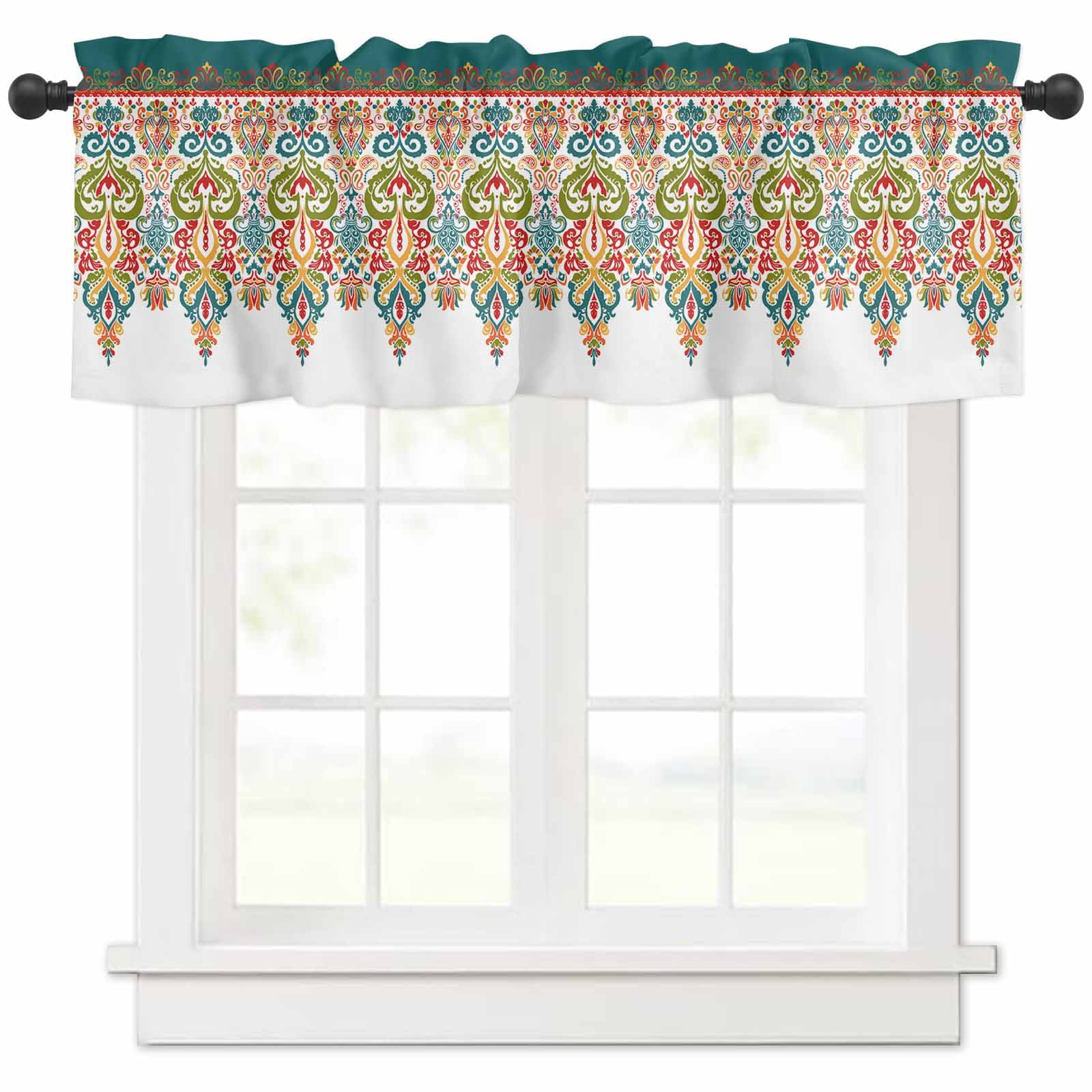 Boho Aztec Valances for Windows Farmhouse Kitchen Curtains Valances Rod ...