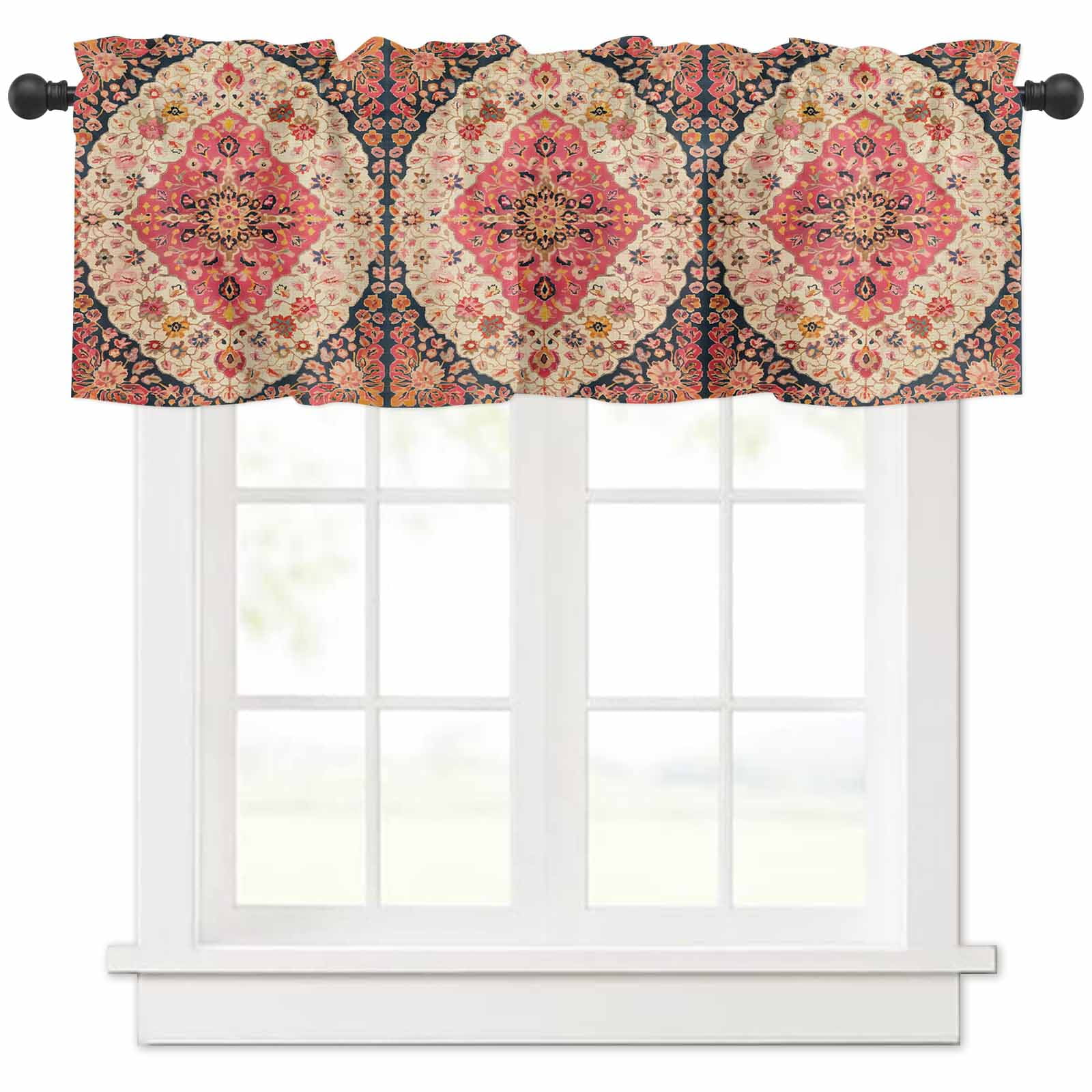 Boho Aztec Valances for Windows Farmhouse Kitchen Curtains Valances Rod ...