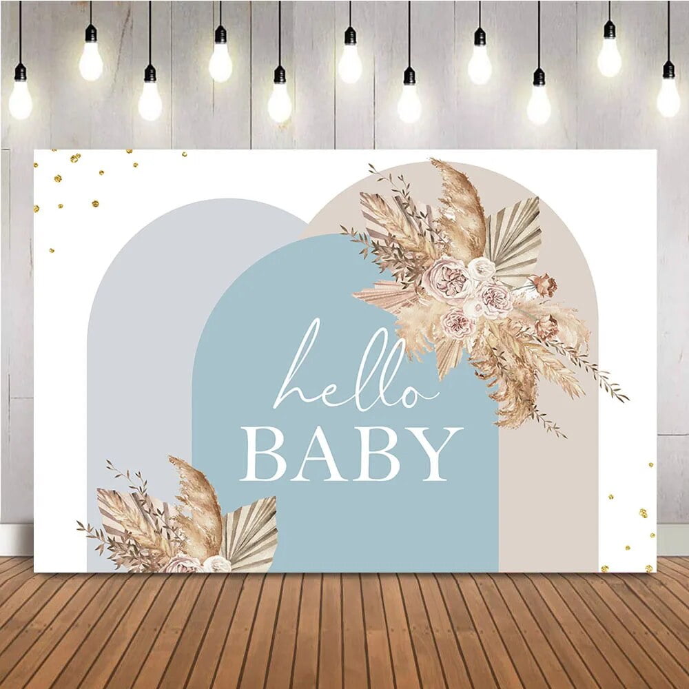 Boho Baby Shower Backdrop Pampas Grass Background for Baby Shower Pink ...