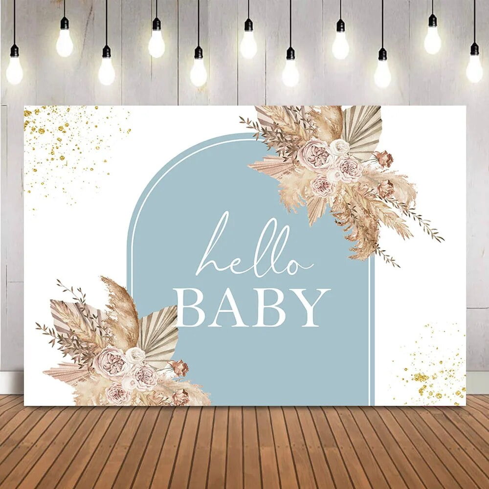 Boho Baby Shower Backdrop Pampas Grass Background for Baby Shower Theme ...