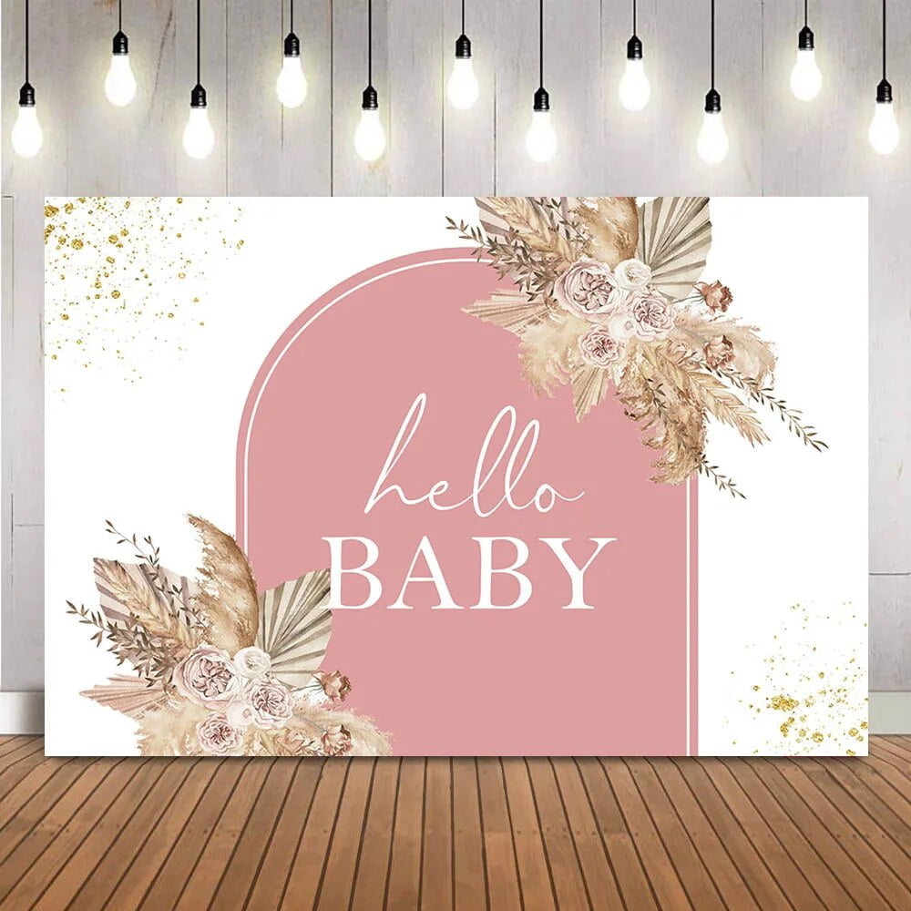 Boho Baby Shower Backdrop Pampas Grass Background for Baby Shower Theme ...