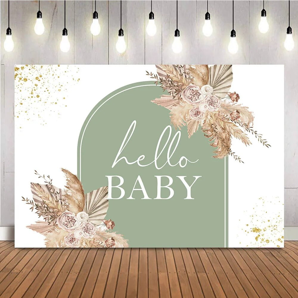 Boho Baby Shower Backdrop Pampas Grass Background for Baby Shower Theme ...