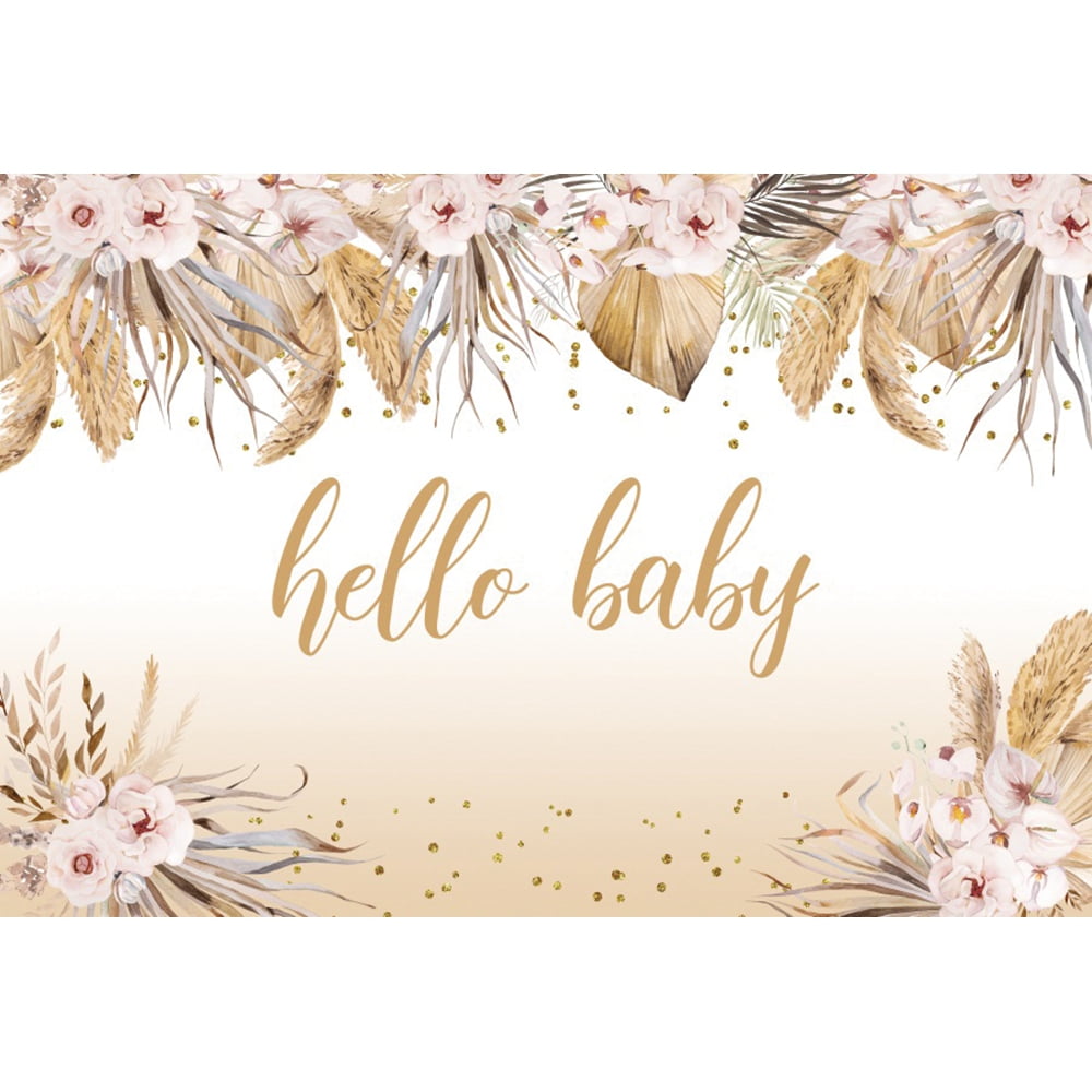 Boho Baby Shower Backdrop Pampas Grass Bohemian Flower Boys Girls 1st ...