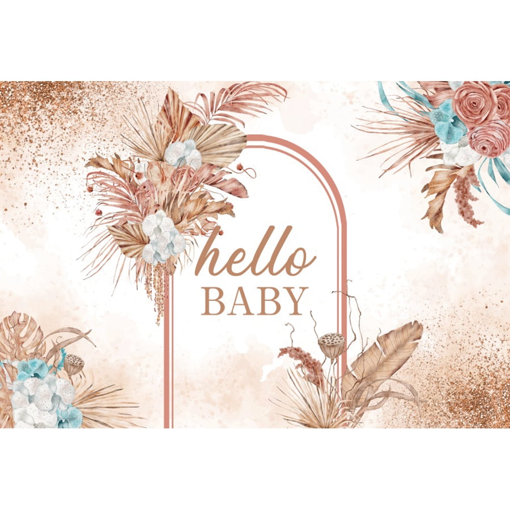 Boho Baby Shower Backdrop Pampas Grass Bohemian Flower Boys Girls 1st ...
