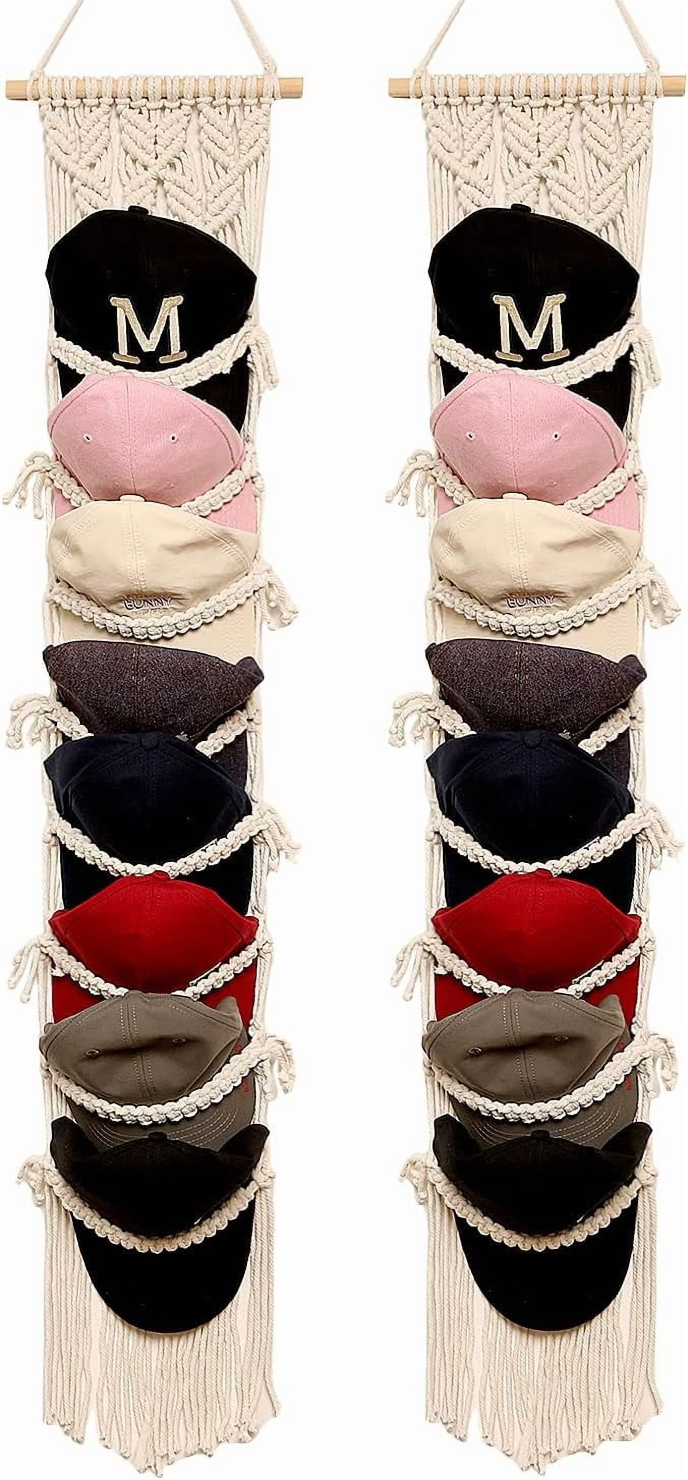 Boho Ball Cap Hanger-2 Pack-Boho Macrame Cap Holder Wall Hat Organizer ...