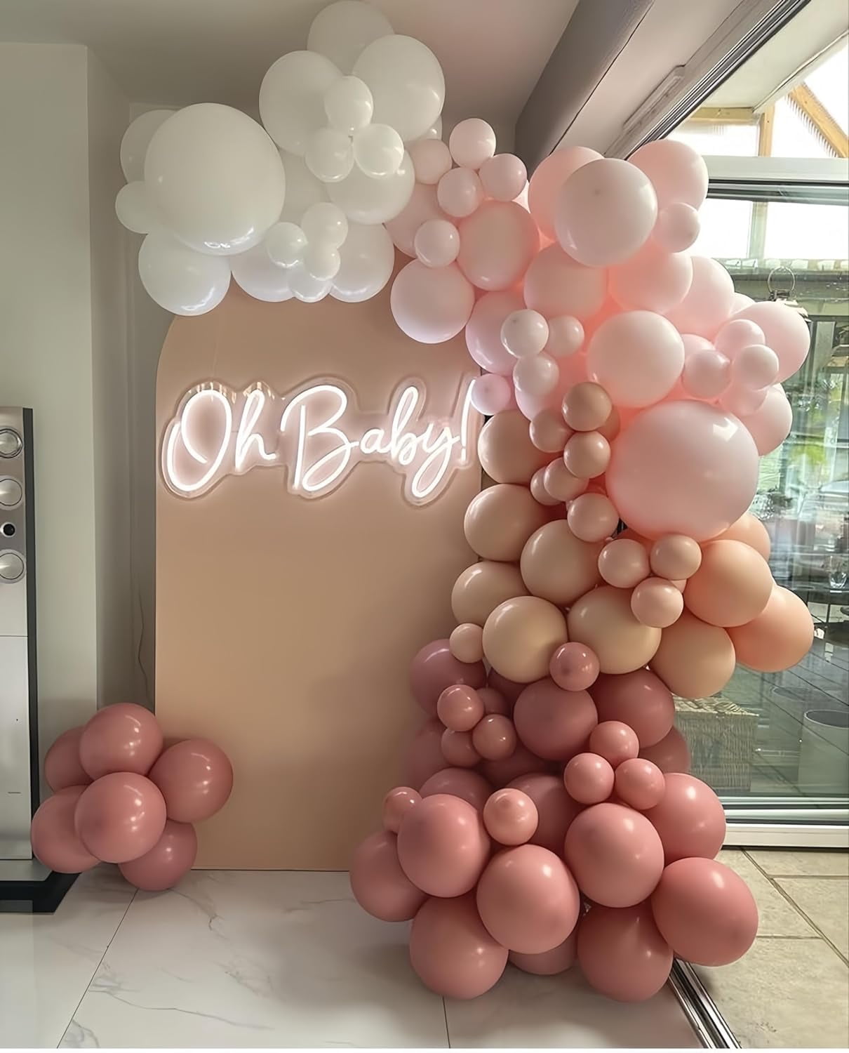 Boho Balloon Garland Arch Kit for Baby, Pastel Pink Birthday Balloons ...