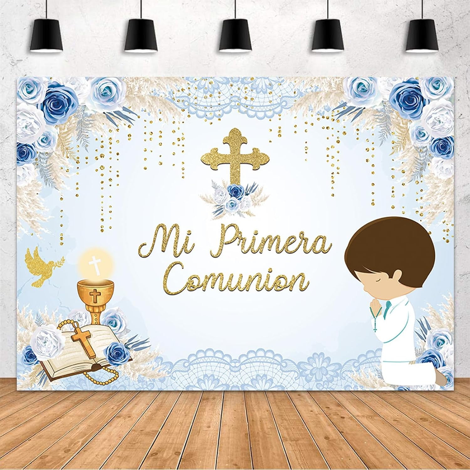 Boho Baptism Backdrop for Boys Mi Primera Comunion Christening ...