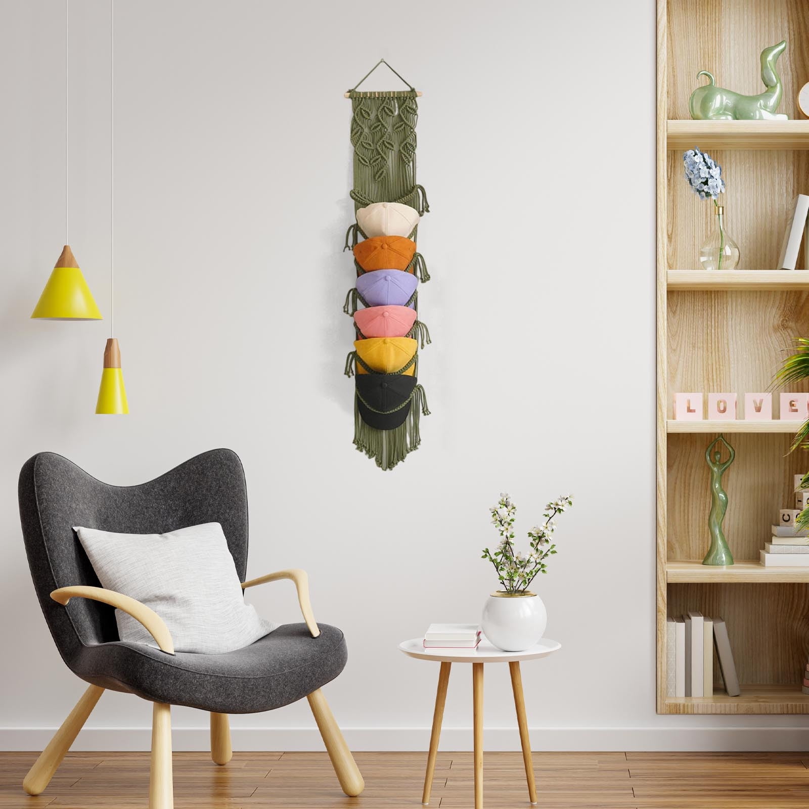 Boho Baseball Cap Hanger-1 Pack-Macrame Hat Organizer for Ball Caps ...