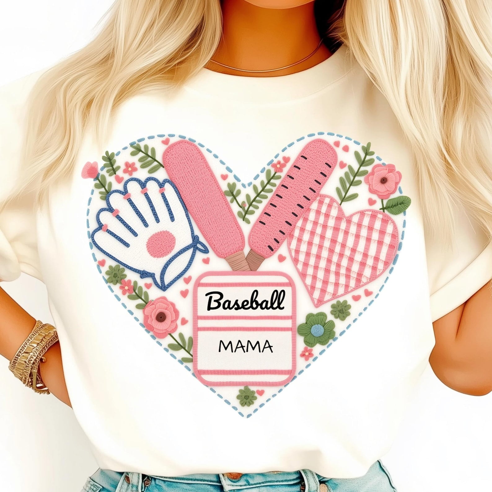 Boho Baseball Mama Heart Shirt, Floral Pink Bat And Glove Shirt ...