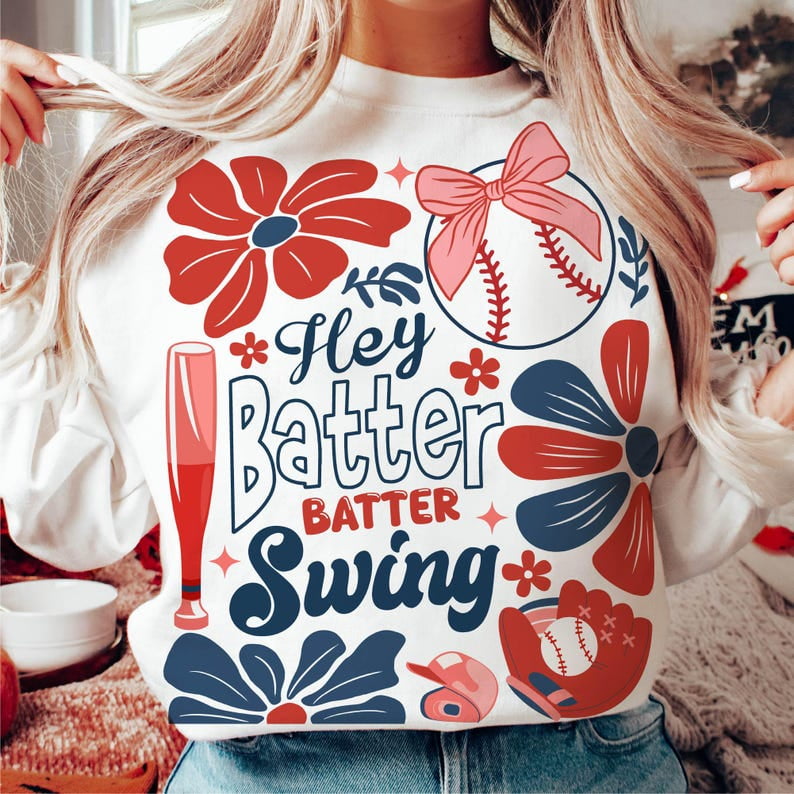 Boho Baseball Sweatshirt, Funny Batter Batter Swing Tee, Retro ...