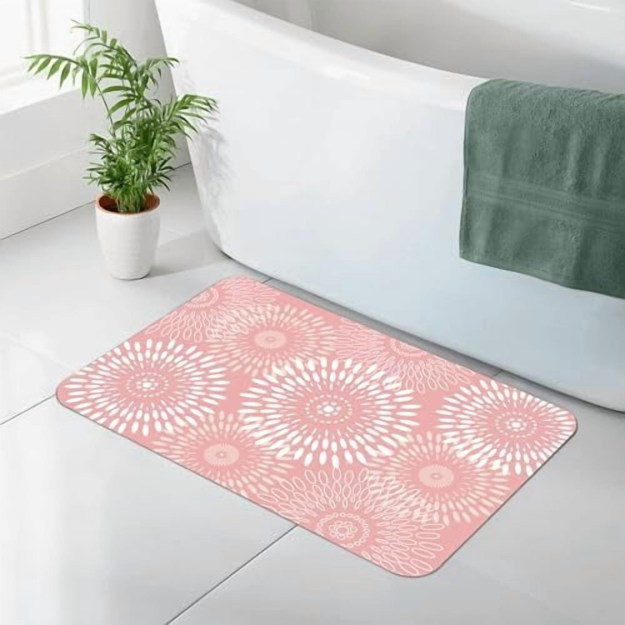 Boho Bath Mat Quick Dry Absorbent Bathroom Rugs Rubber Non Slip Thin ...