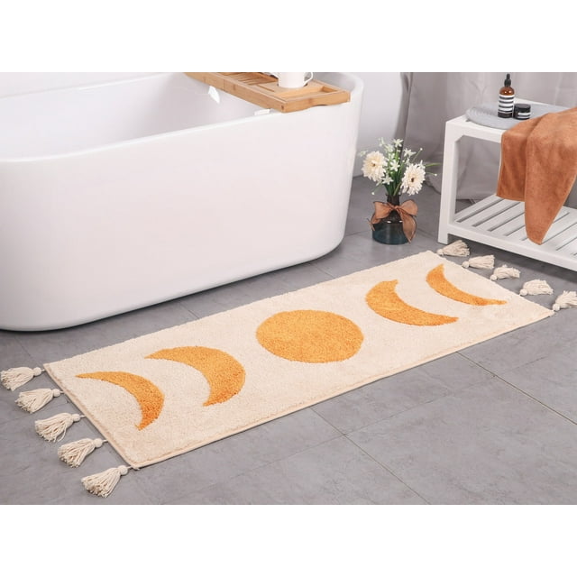 LABEND HOME Boho Bathroom Rug Runner, Moon Phases Bath Mat, Bohemian ...