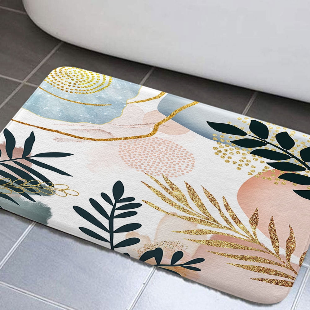 Boho Bathroom Rugs, Abstract Mid Century Modern Bathroom Rugs Set ...