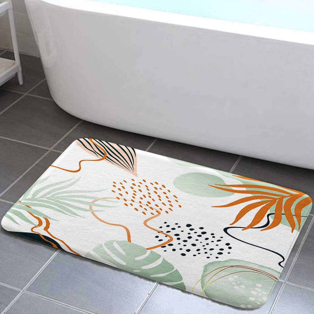 Boho Bath Mat, Soft Flannel, 16x24 Inches, Non-Slip, Sage Green Modern ...