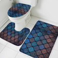 Boho Bathroom Rugs Set Moroccan Trellis Blue Red Black Geometric Flower ...